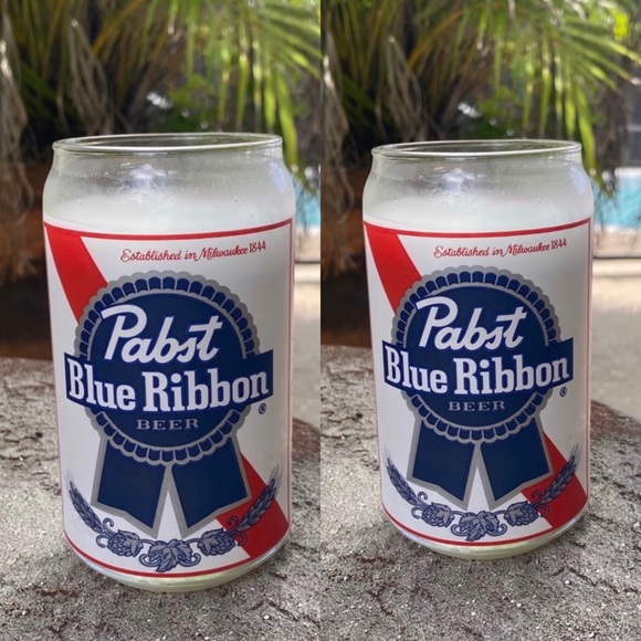 Other | Pbr Pabst Blue Ribbon Beer Can Shape Glasses Pair | Poshmark